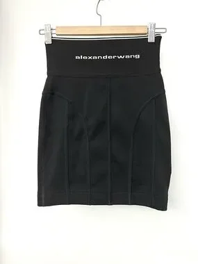 Alexander Wang | Skirts | Alexander Wang Black Highrise Logo Waist Mini ...